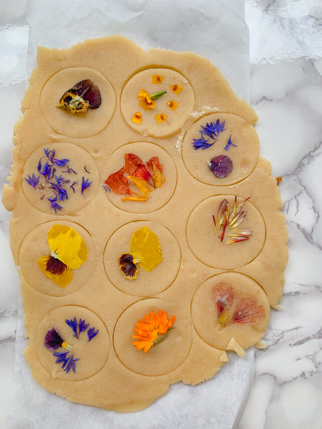 Edible Flowers Shortbread Cookies - Cooking With Books